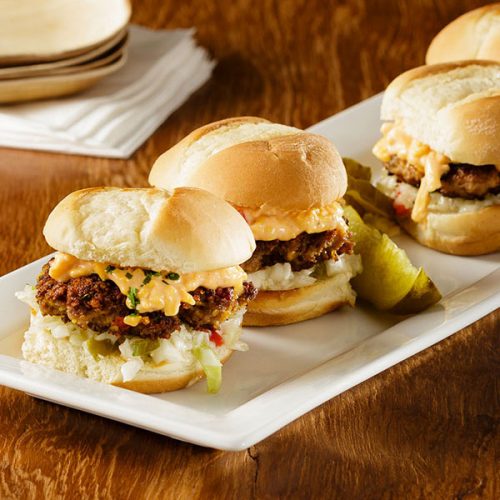Smashed Pimento Cheese Pork and Beef Sliders – Reser's Foodservice