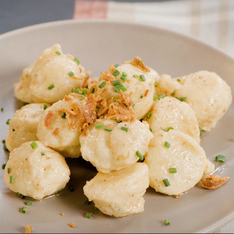 Potato-Chive Dumplings with Browned Butter and Crispy Onions – Reser's ...